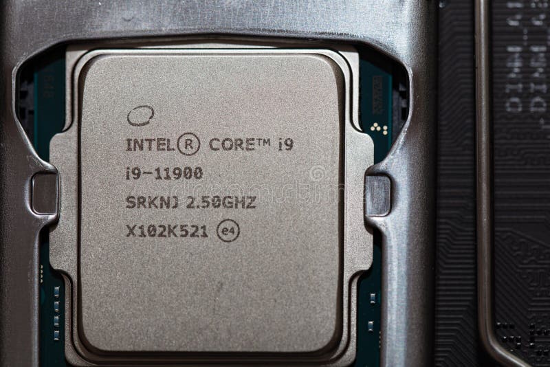 Closeup of Intel Core I9-11900 Processor and 100 Dollar Banknotes Stock ...
