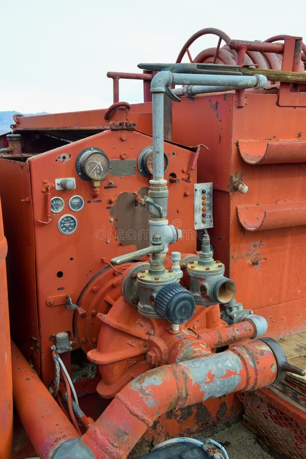 CALIFORNIA, USA - NOVEMBER 28, 2019: Elements and Details of an Old Red ...