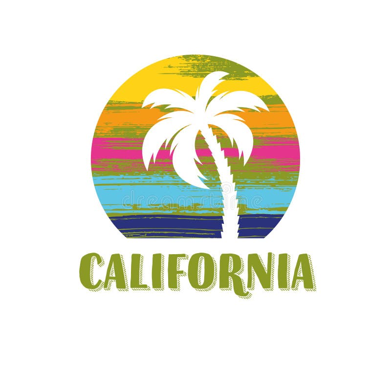 California Vector Tee Print Design with Palm Stock Vector ...