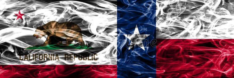 California Vs Texas Colorful Concept Smoke Flags Placed Side by Stock ...