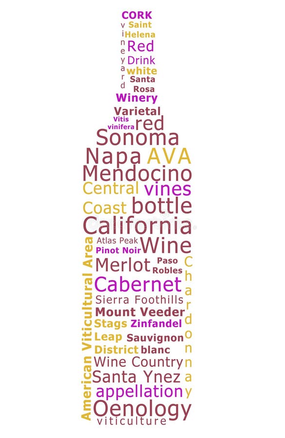 California Wine Word Cloud stock illustration. Illustration of bottle ...