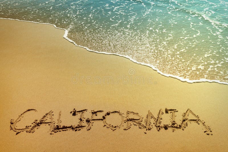 California Written on the Sand Stock Photo - Image of calm, outdoors ...