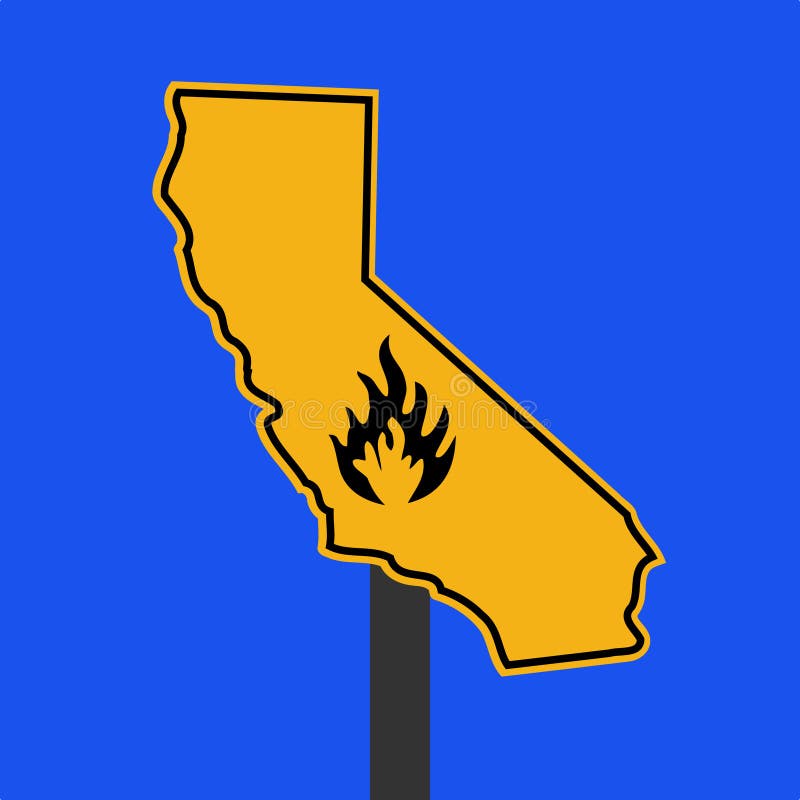 California Wildfire Camp Burns Out Concept. Vector Illustration. Flame ...
