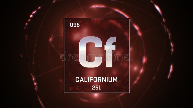Californium As Element 98 of the Periodic Table 3D Illustration on Red ...