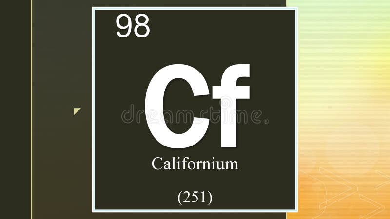 Californium Chemical Element Symbol on Black Yellow Solid and Gradient ...