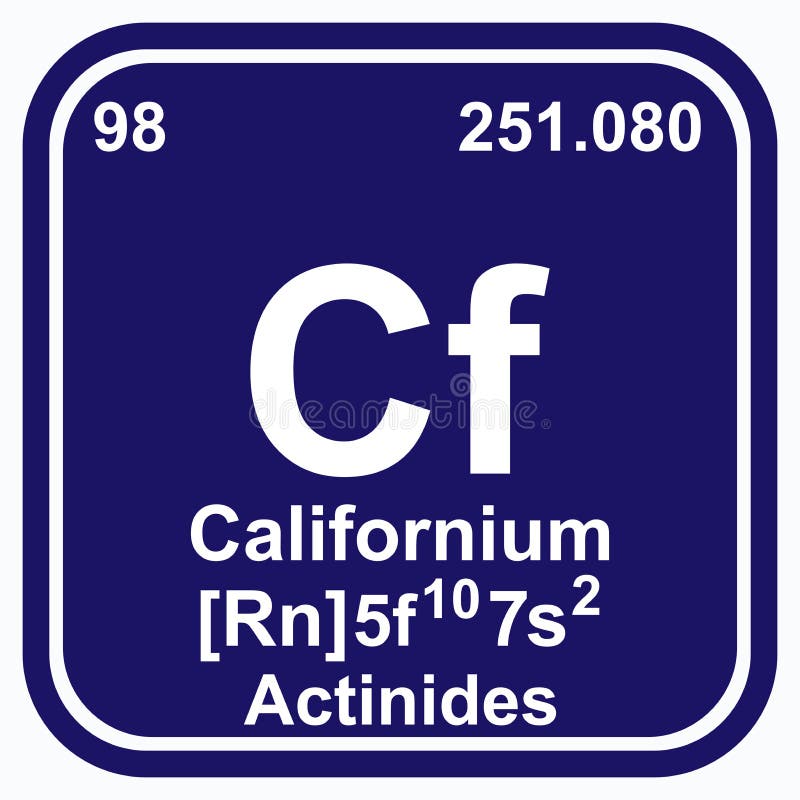 Californium Periodic Table of the Elements Vector Illustration Eps 10 ...