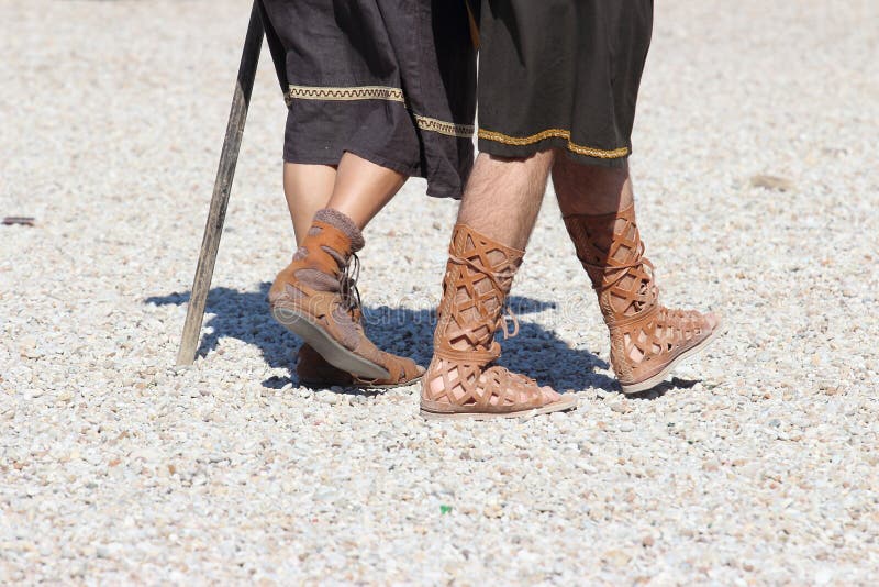 Caligae Ancient Roman Shoes Stock Image - Image of walking, costume ...