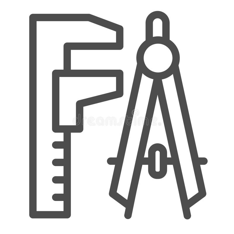 Caliper and Drawing Compass Line Icon, Architect Studio Concept. Vector ...