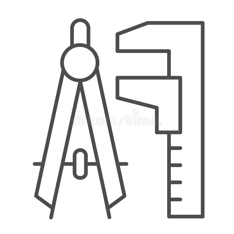 Caliper and Drawing Compass Thin Line Icon, Architect Studio Concept ...