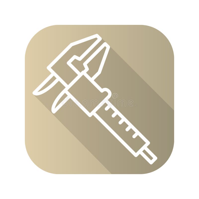 Caliper Flat Linear Long Shadow Icon. Vector Line Symbol. Stock ...