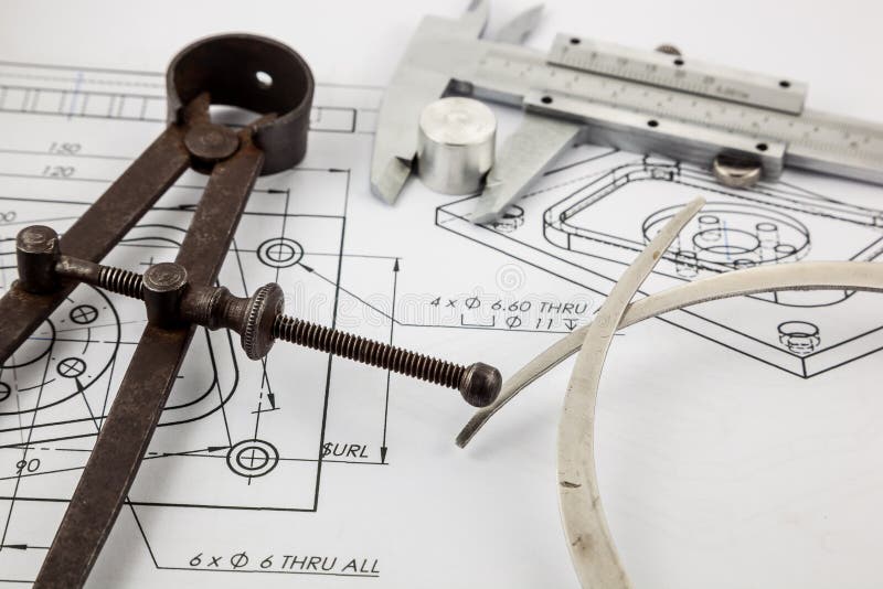 Caliper and machine parts stock image. Image of steel - 53390825