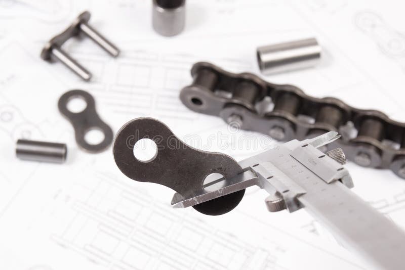 Caliper Measurement of Roller Chain Plate. Stock Photo - Image of ...