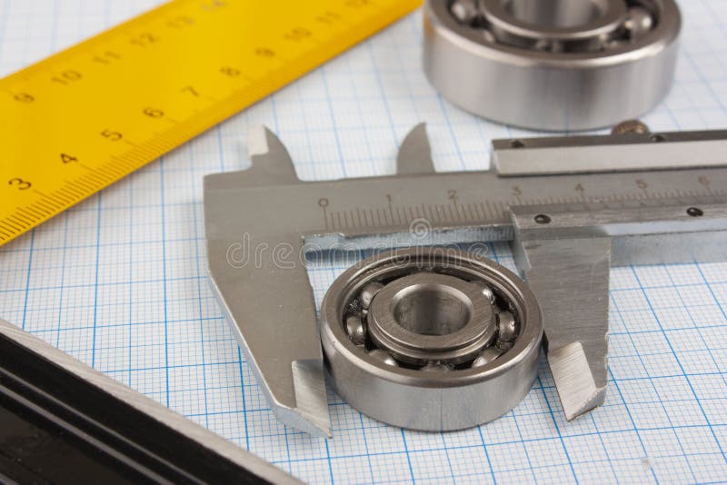 Calipers, Bearing and Square Stock Image - Image of ruler, instrument ...