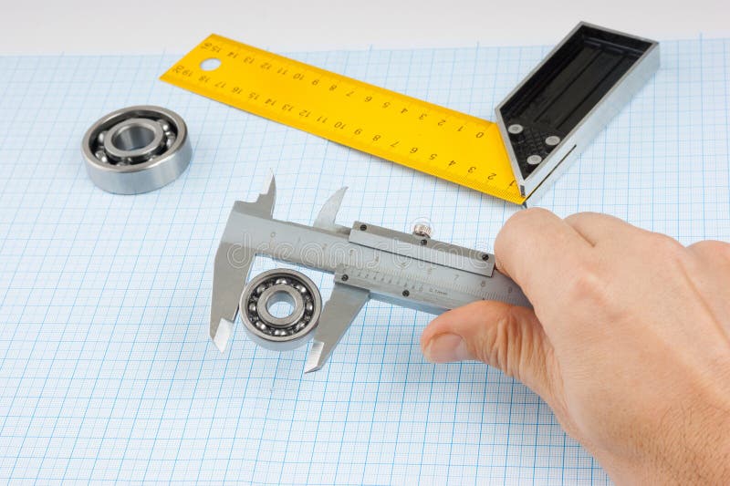 Calipers, Bearing and Square Stock Image - Image of trammel, hand ...