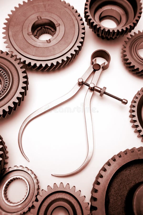 Calipers and cogwheels stock photo. Image of device, engineering - 3546090