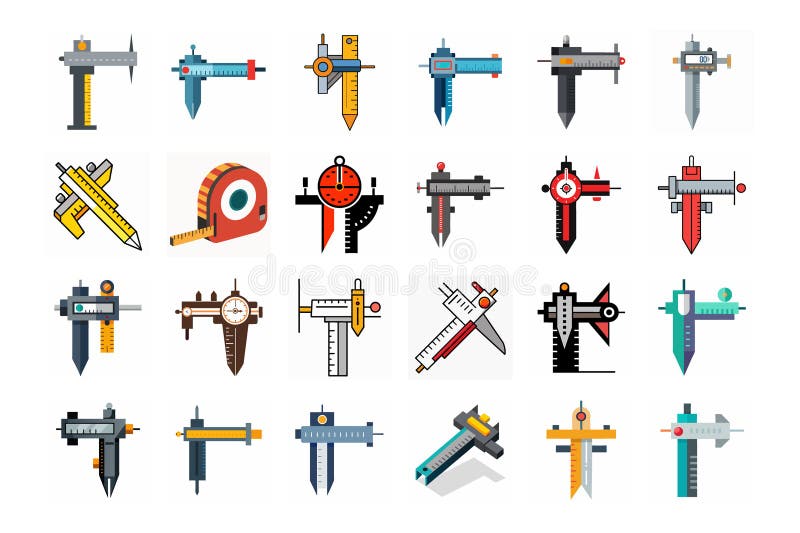 Calipers and Precision Measuring Instruments Vector Illustration Stock ...