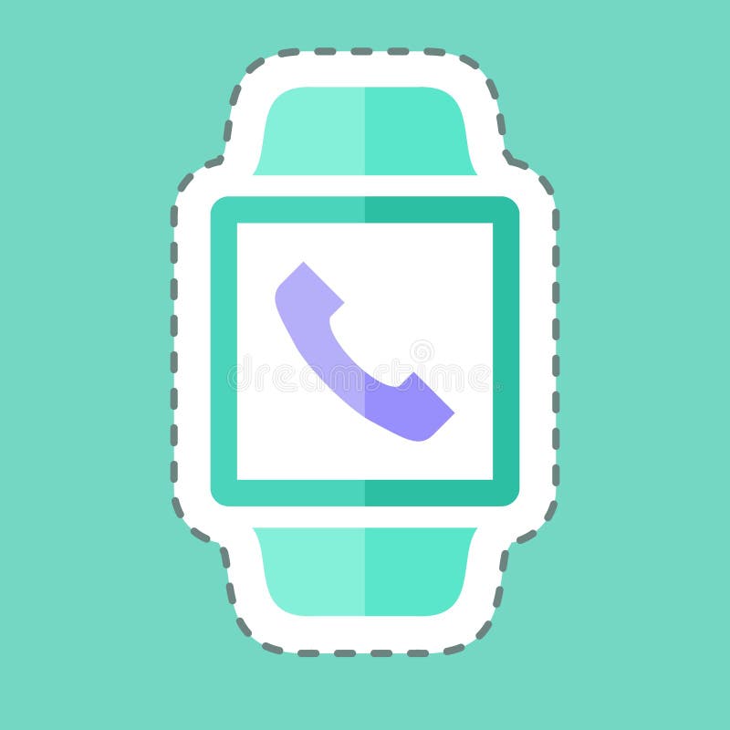 Call App Sticker in Trendy Line Cut Isolated on Blue Background Stock ...