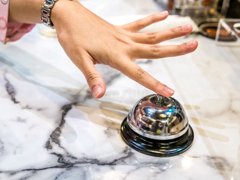 Call Bell in Restaurant Vintage with Hand Service Granite Background ...