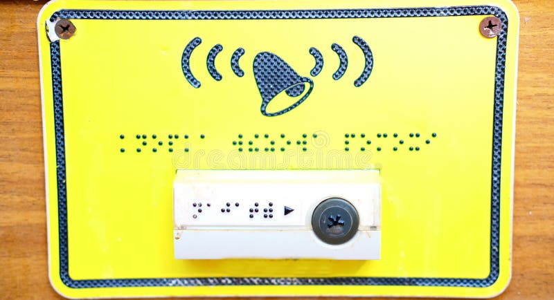 Call for Blind People with Braille on a Yellow Plate Stock Image ...