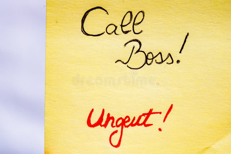 Call Boss Handwriting Text Close Up Isolated on Yellow Paper with Copy ...