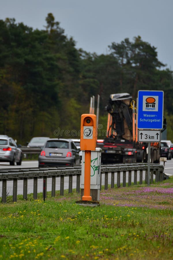 Call Box for Emergency on German Autobahn Stock Image - Image of ...