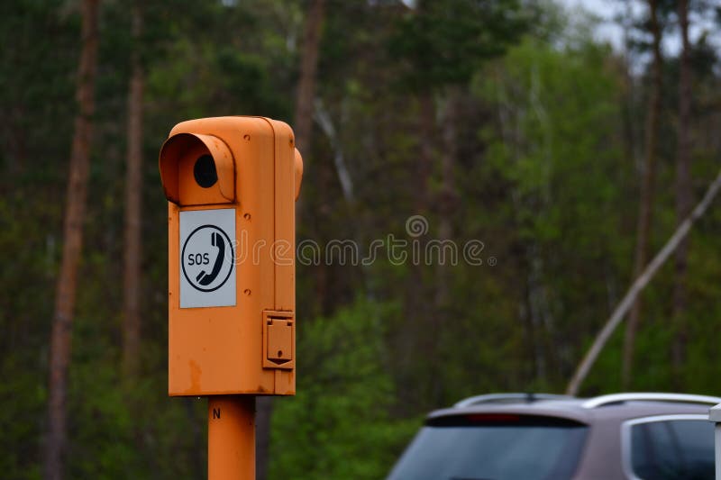 Call Box for Emergency on German Autobahn Stock Photo - Image of ...