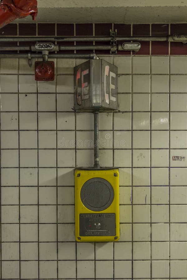Call Box on a Tiled Wall in a Subway Station Stock Image - Image of ...