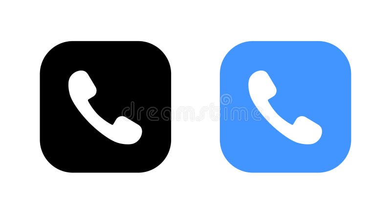 Call Button Icon on Square Background. Handset Symbol Vector Stock ...