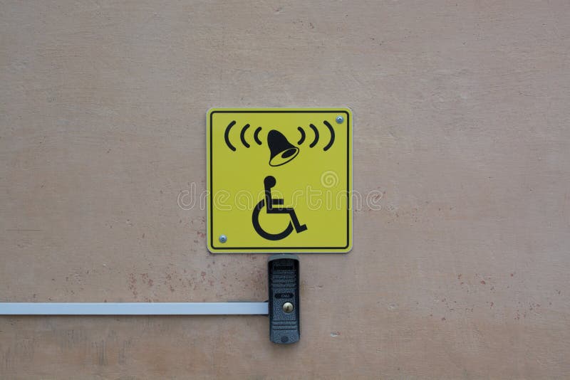 Call Button and Sign with a Picture of Wheelchair Stock Image - Image ...