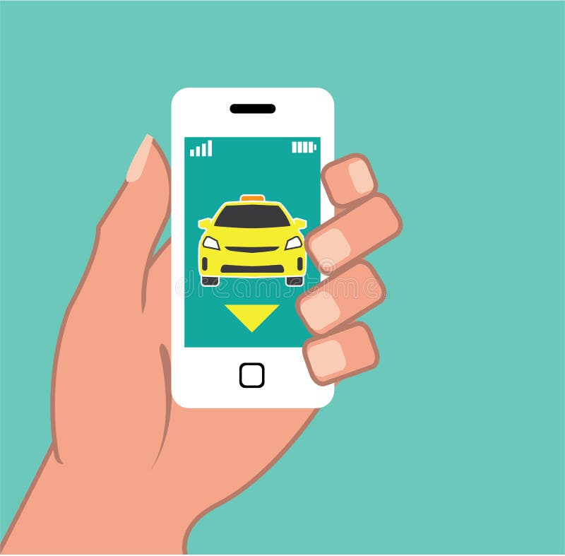 Call a Cab on Smart Phone stock vector. Illustration of mobile - 62564012