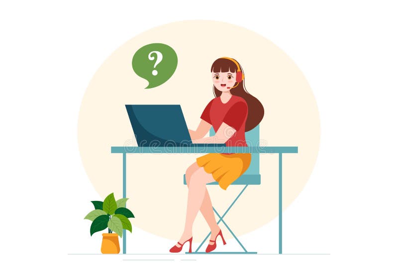 Call Center Agent of Customer Service or Hotline Operator with Headsets ...