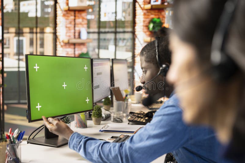 Call Center Agent at Green Screen PC Answering Customers Technical ...