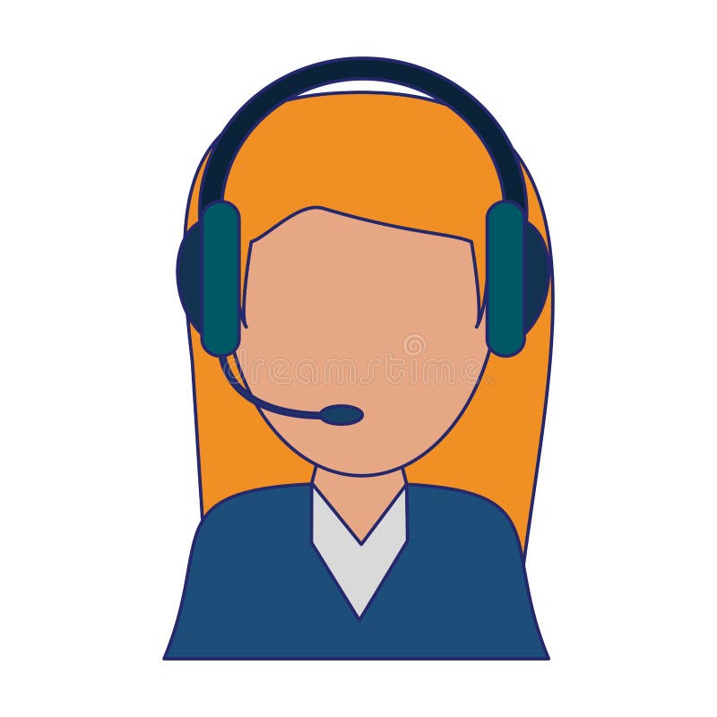 Call Center Agent With Headset Blue Lines Stock Vector - Illustration ...