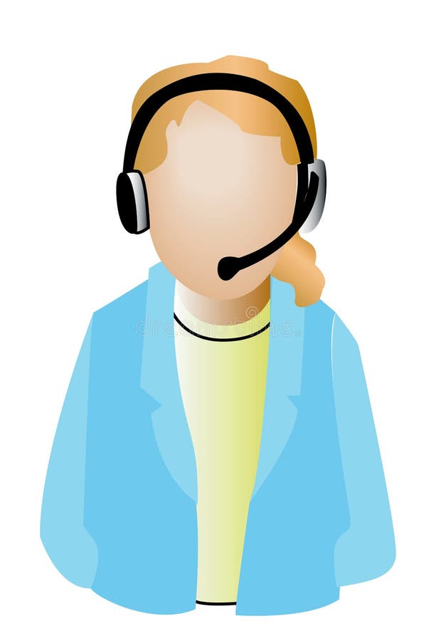 Cartoon Character, Vector Drawing Portrait Girl Call Center Operator ...