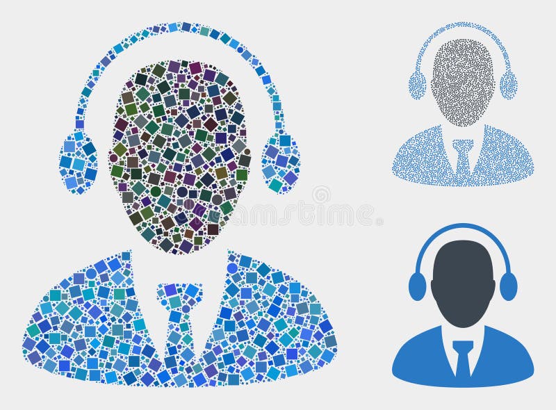 Call Center Agent Icon Mosaics of Squares and Circles Stock Vector ...