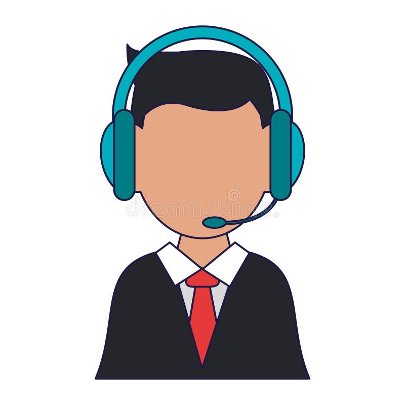 Call Center Agent Operator Avatar Blue Lines Stock Vector ...