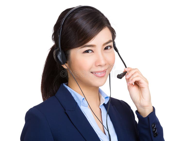 Portrait of Call Center Worker Accompanied by Her Team Stock Image ...