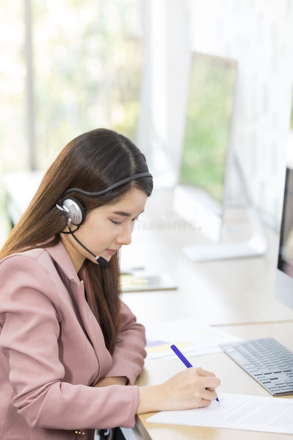 Call-center Agent Reading and Checking Document Stock Image - Image of ...