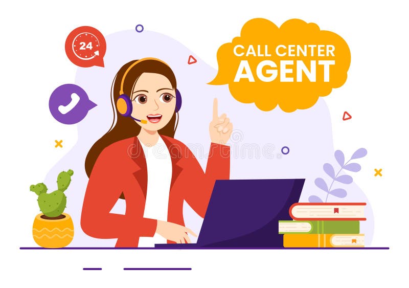 Call Center Agent Vector Illustration of Customer Service or Hotline ...
