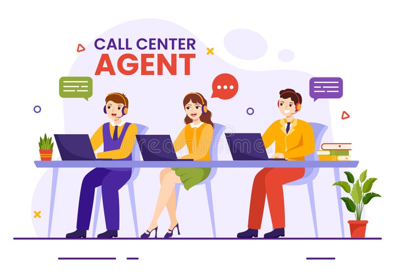 Call Center Agent Vector Illustration of Customer Service or Hotline ...