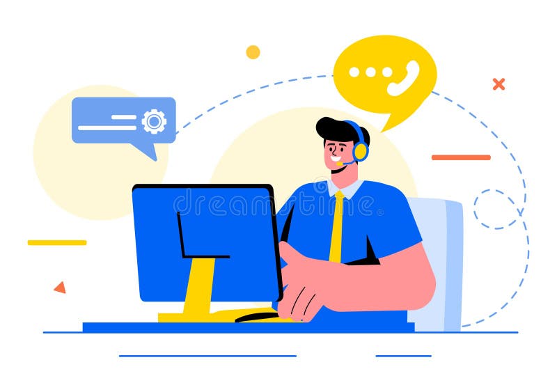 Call Center Agent Vector Illustration of Customer Service or Hotline ...