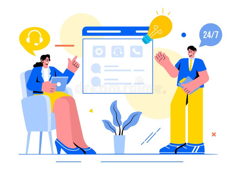 Call Center Agent Vector Illustration of Customer Service or Hotline ...