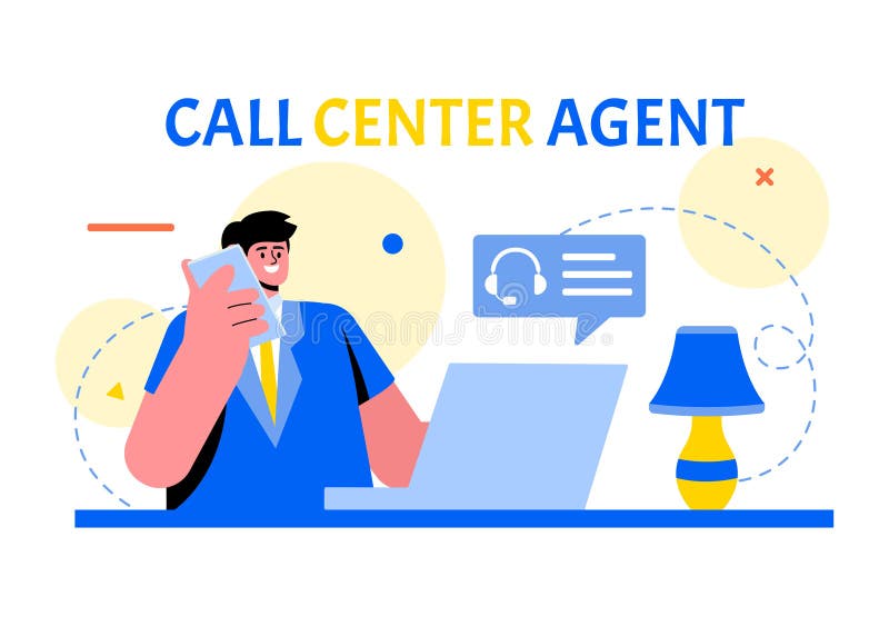 Call Center Agent Vector Illustration of Customer Service or Hotline ...