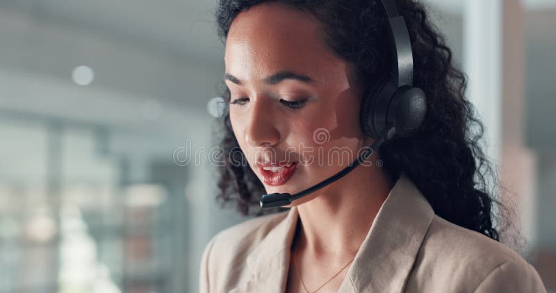 Call Center, Agent and Woman with Headset, Talking or Communication ...