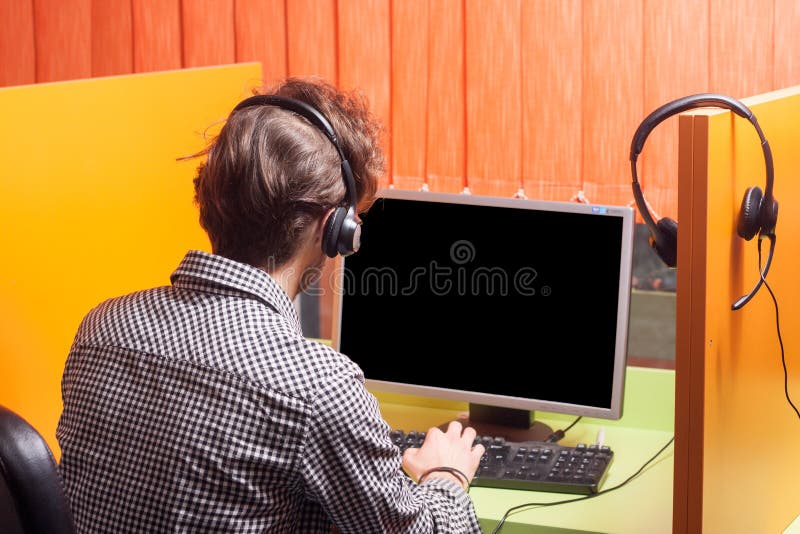 Call center agent at work stock image. Image of female - 65883209