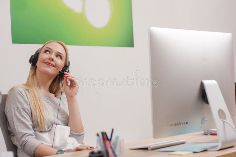 Call center agent at work stock photo. Image of businesswoman - 65883532