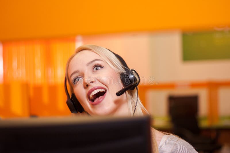 Call center agent at work stock image. Image of center - 65971479