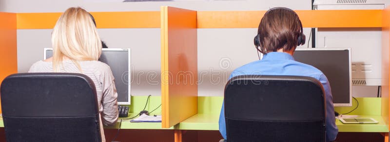 Call center agent at work stock image. Image of technology - 65972899