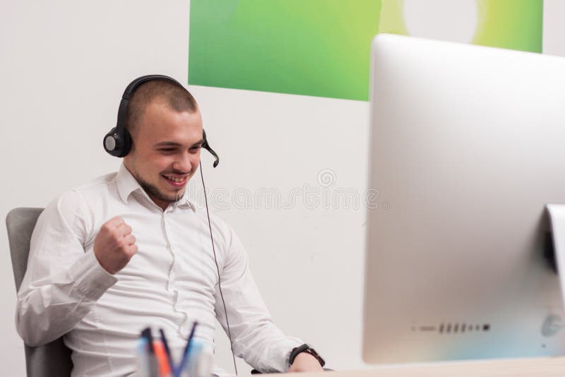 Call center agent at work stock image. Image of female - 65975247