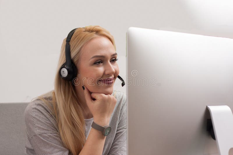 Call center agent at work stock photo. Image of centre - 65975546
